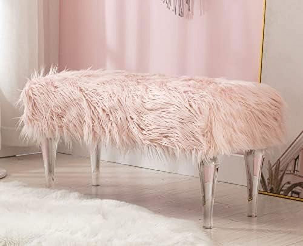 DIKTESSE Bench for Bedroom Entryway Bench Fur Cute Bench Seat for Girls ...