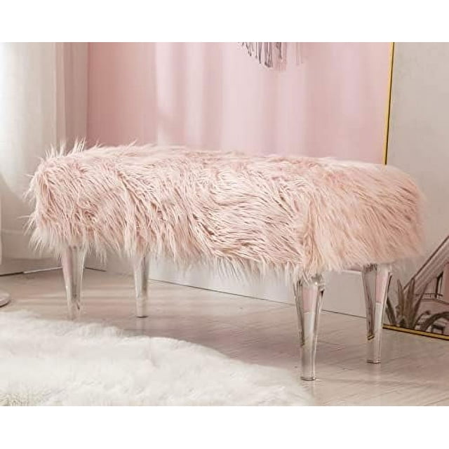 DIKTESSE Bench for Bedroom Entryway Bench Fur Cute Bench Seat for Girls ...