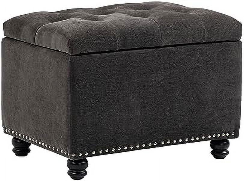 Diktesse Upholstered Tufted Ottoman Ottoman Footstool With Safety Hinge