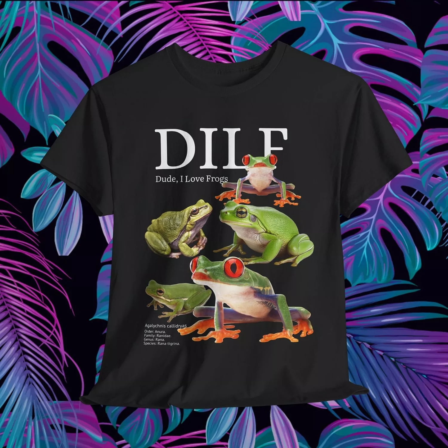 DILF Dude I Love Frogs shirt Funny Memes Novelty cotton unisex black ...