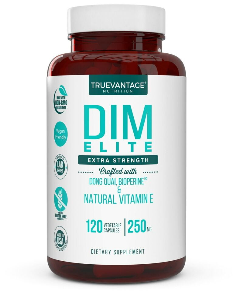 DIM Elite Extra Strength 250mg Supplement Natural Vitamin E 120 ...