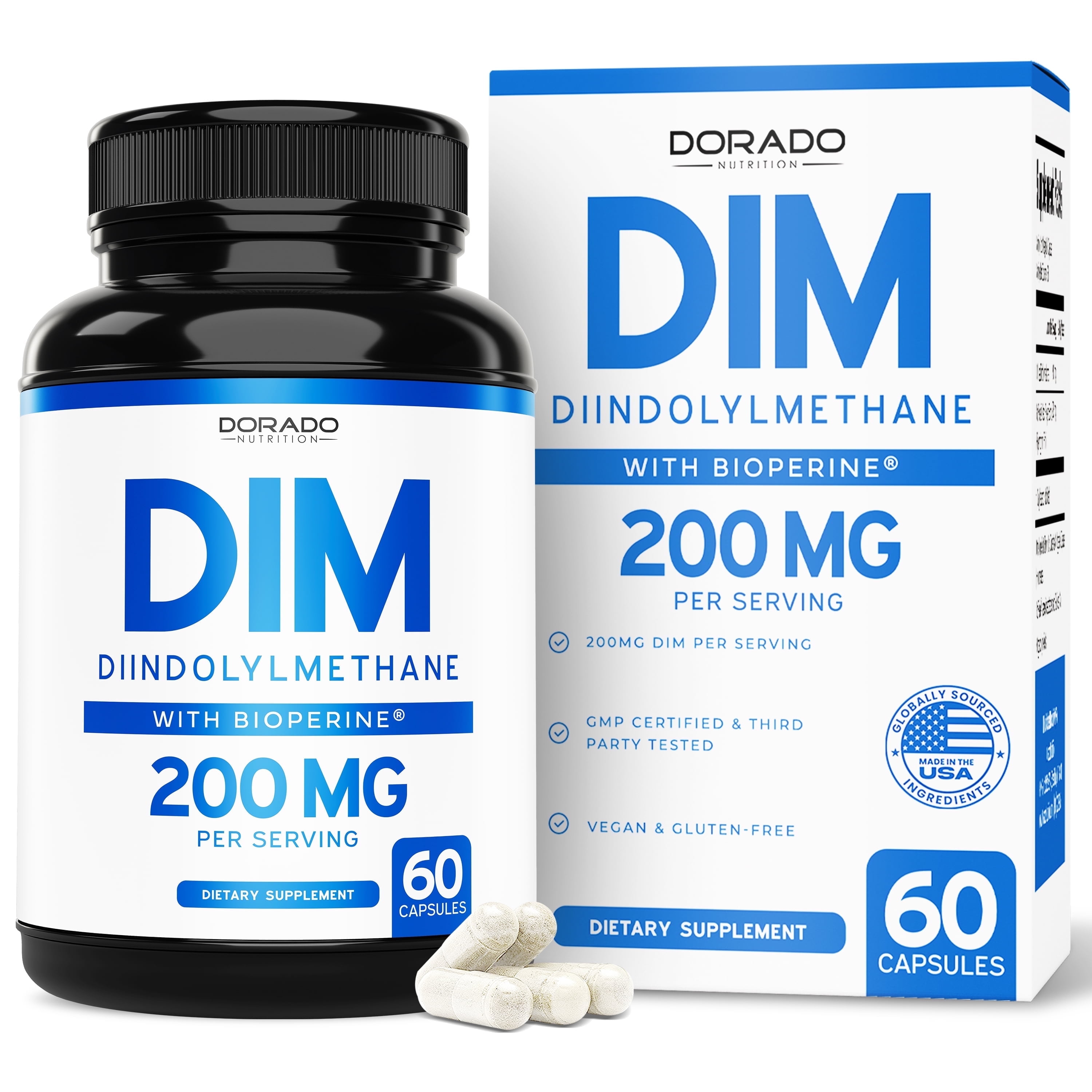 DIM Supplement 200mg (60 Capsules) DIM Diindolymenthane - Walmart.com