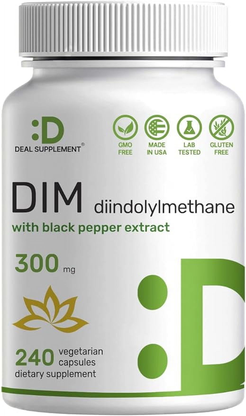 DIM Supplement 300mg, 240 Veggie Caps, 4 Months Supply, Diindolylmethane DIM Plus Black Pepper ...