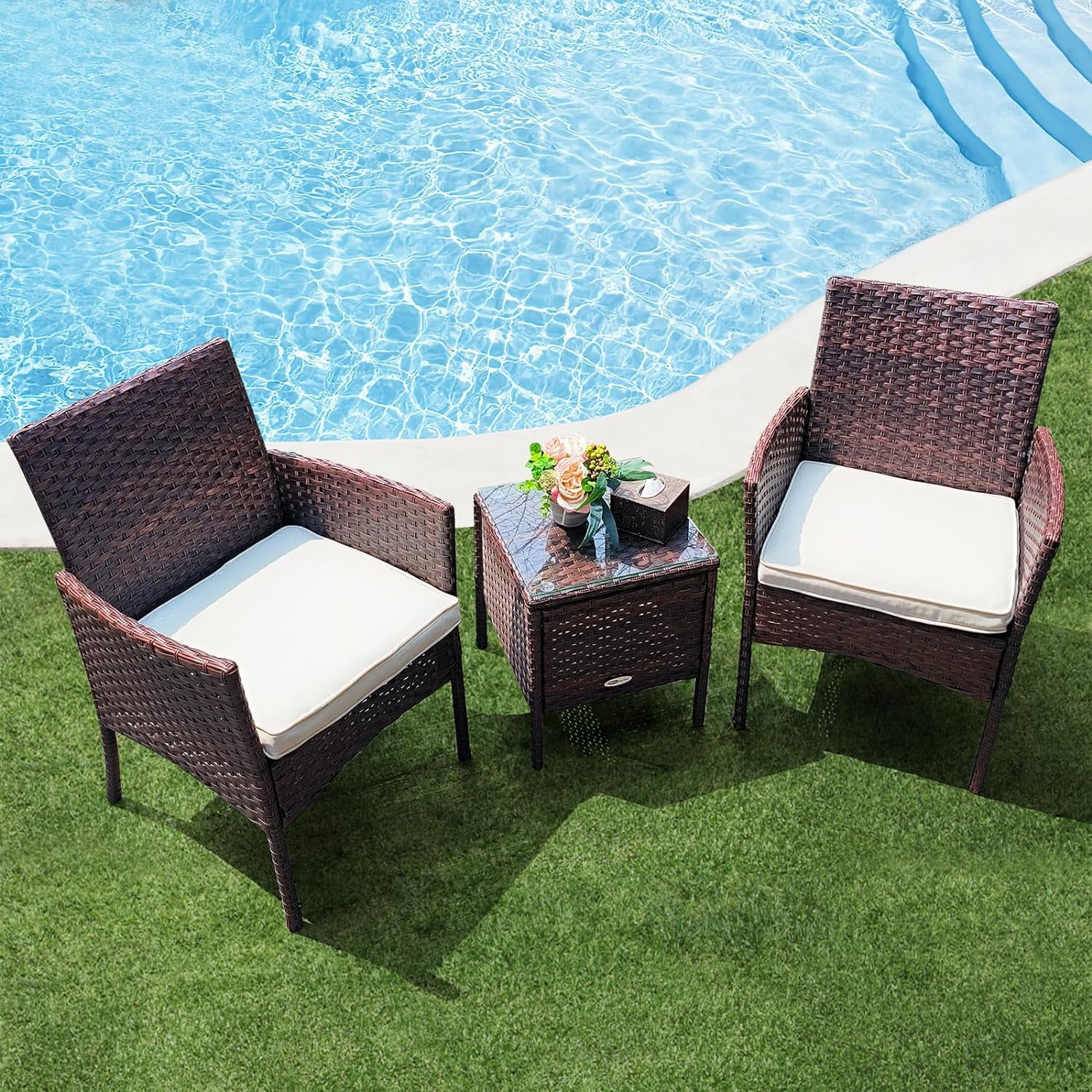 DIMAR GARDEN 3 Pieces Outdoor Patio Furniture Set Porch Conversation ...