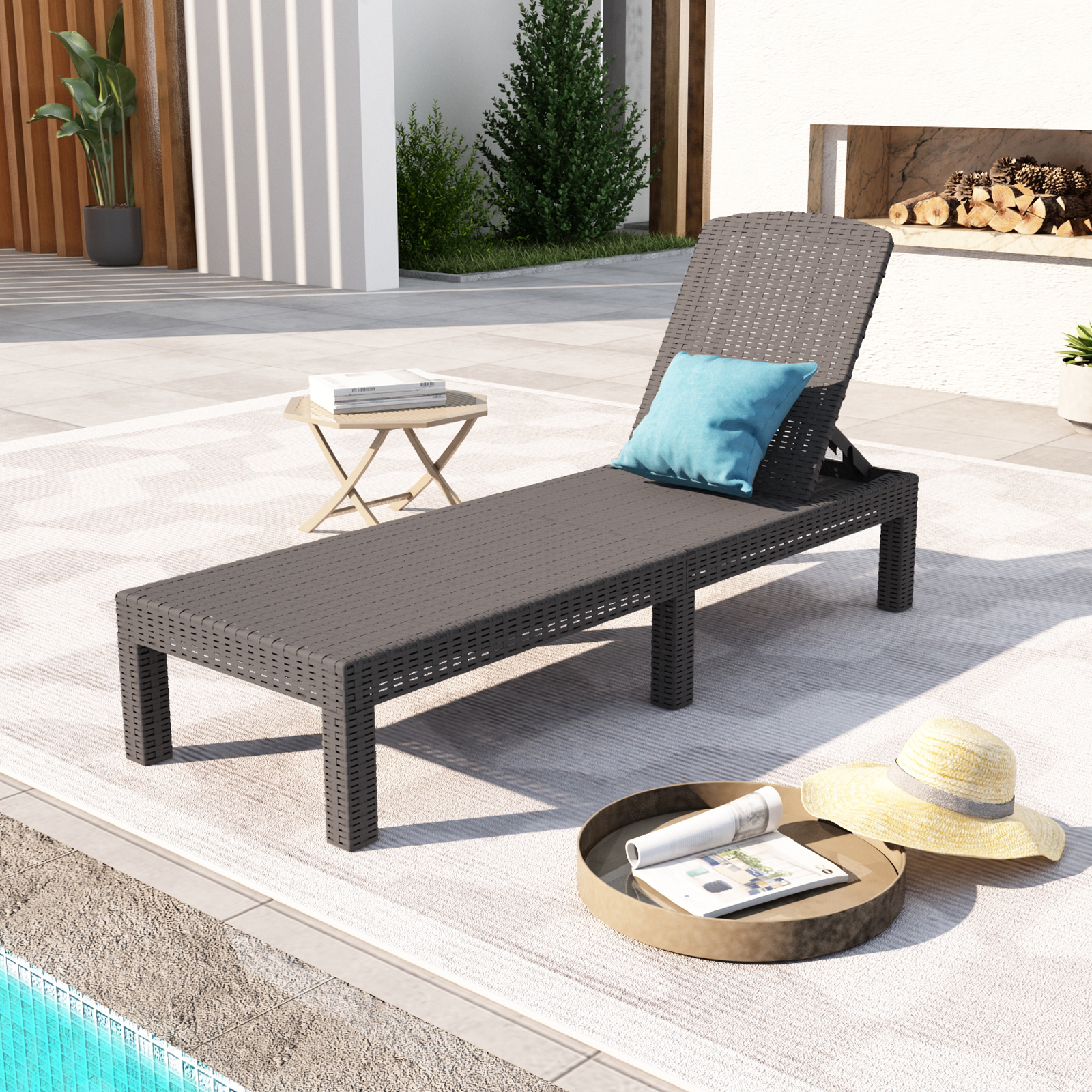 POLYWOOD® Ocean Shores Recycled Plastic Outdoor Chaise Lounge - Walmart.com