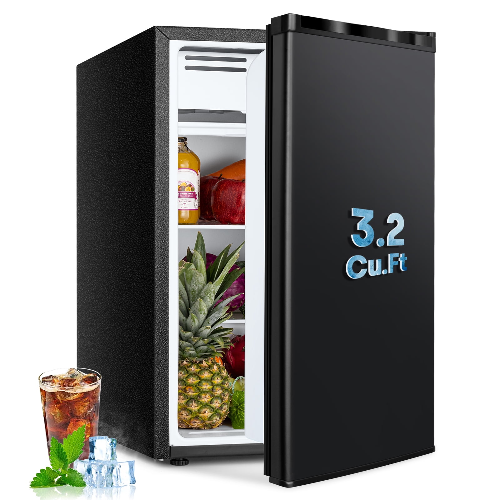 DIMEDEAL 3.2 Cu.Ft 1-Door Compact Mini Fridge with Freezer, Adjustable ...