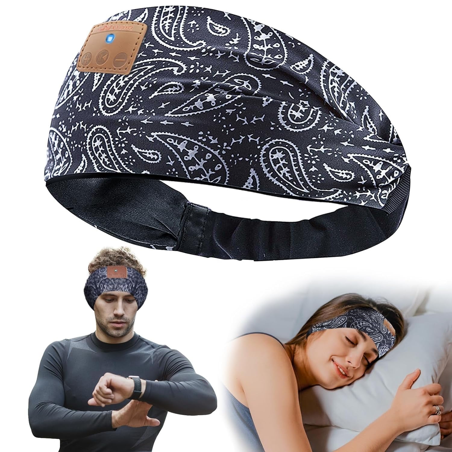 DIMEN Sleep Headband Headphones Bluetooth with Mic - HD Sound for Side ...