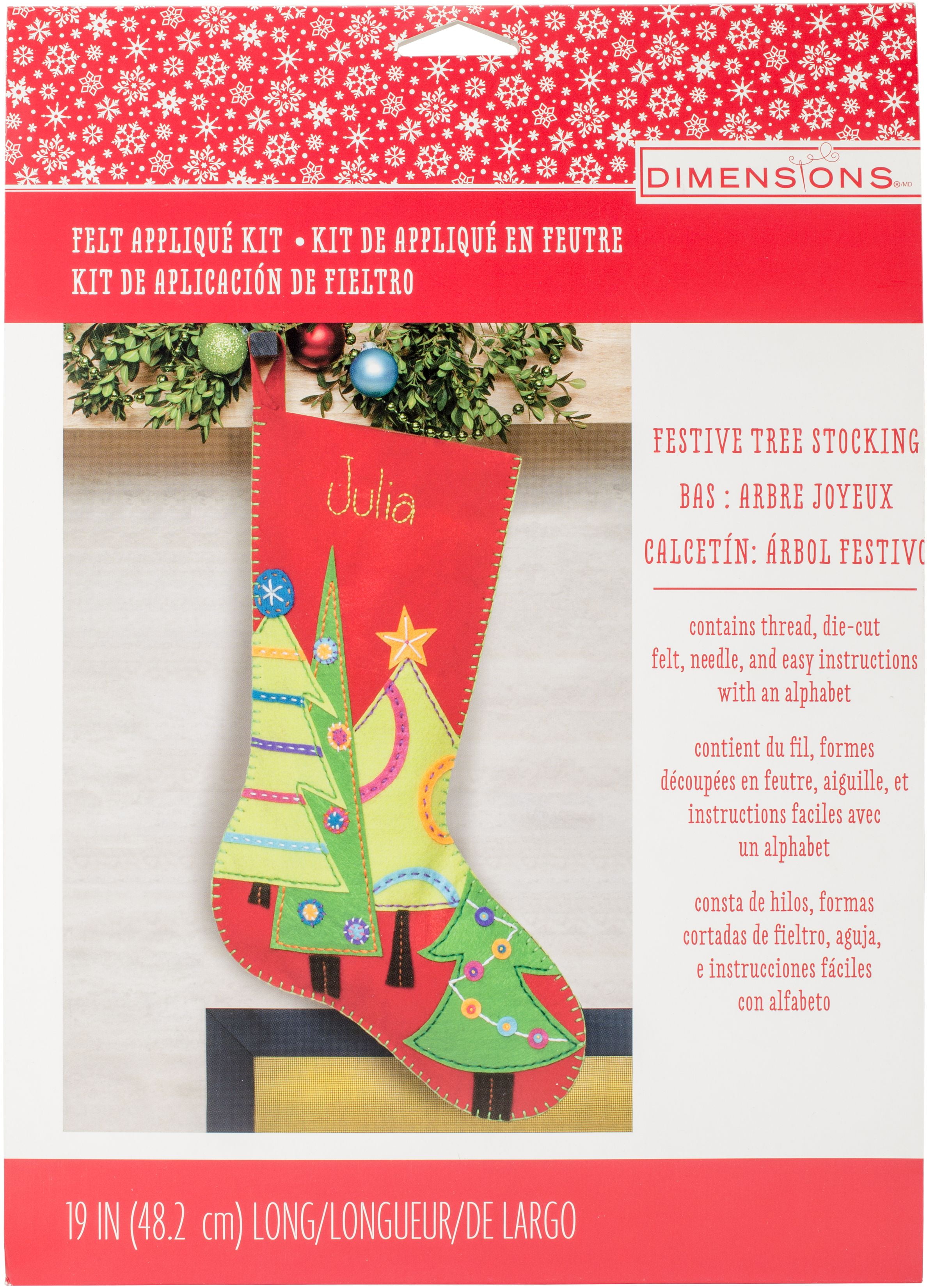 Dimensions Felt Stocking Applique Kit 19" Long-Festive Tree - Walmart.com
