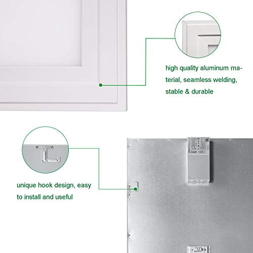 DIMI 2x2 LED Panel Light, Recessed Edge-Lit Drop Ceiling Light, 36W ...