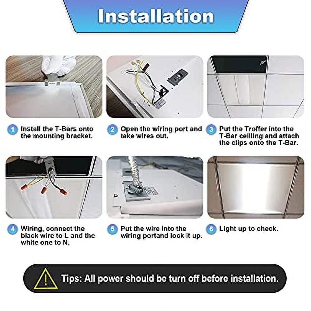 DIMI 2x4 LED Troffer Light, 50W/40W/35W/30W/25W, 5000K/4000K/3500K/3000K, Recessed Back-Lit Drop ...