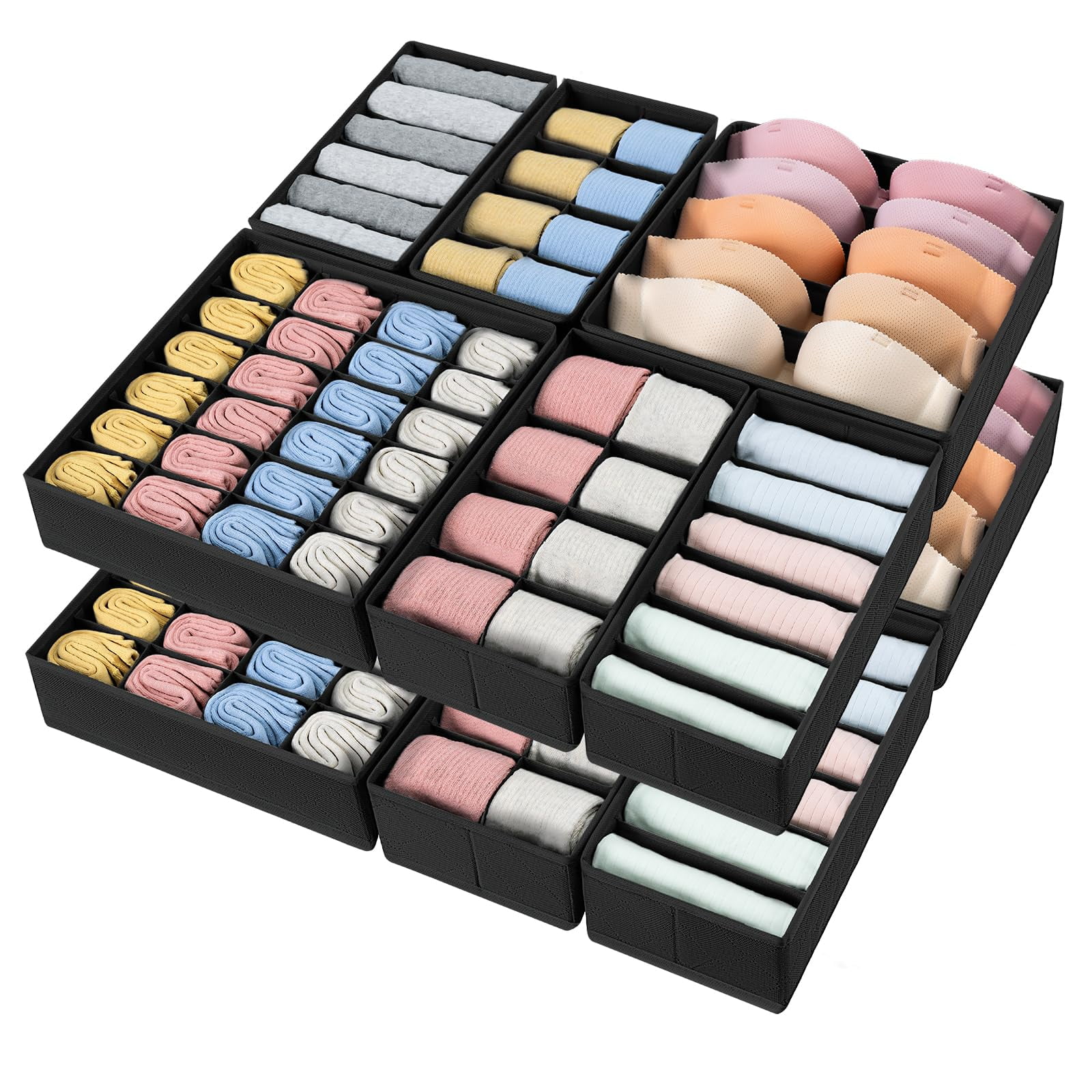 DIMJ 12 Pack Drawer Organizer for Clothes, Sock Bra Underwear Organizer ...