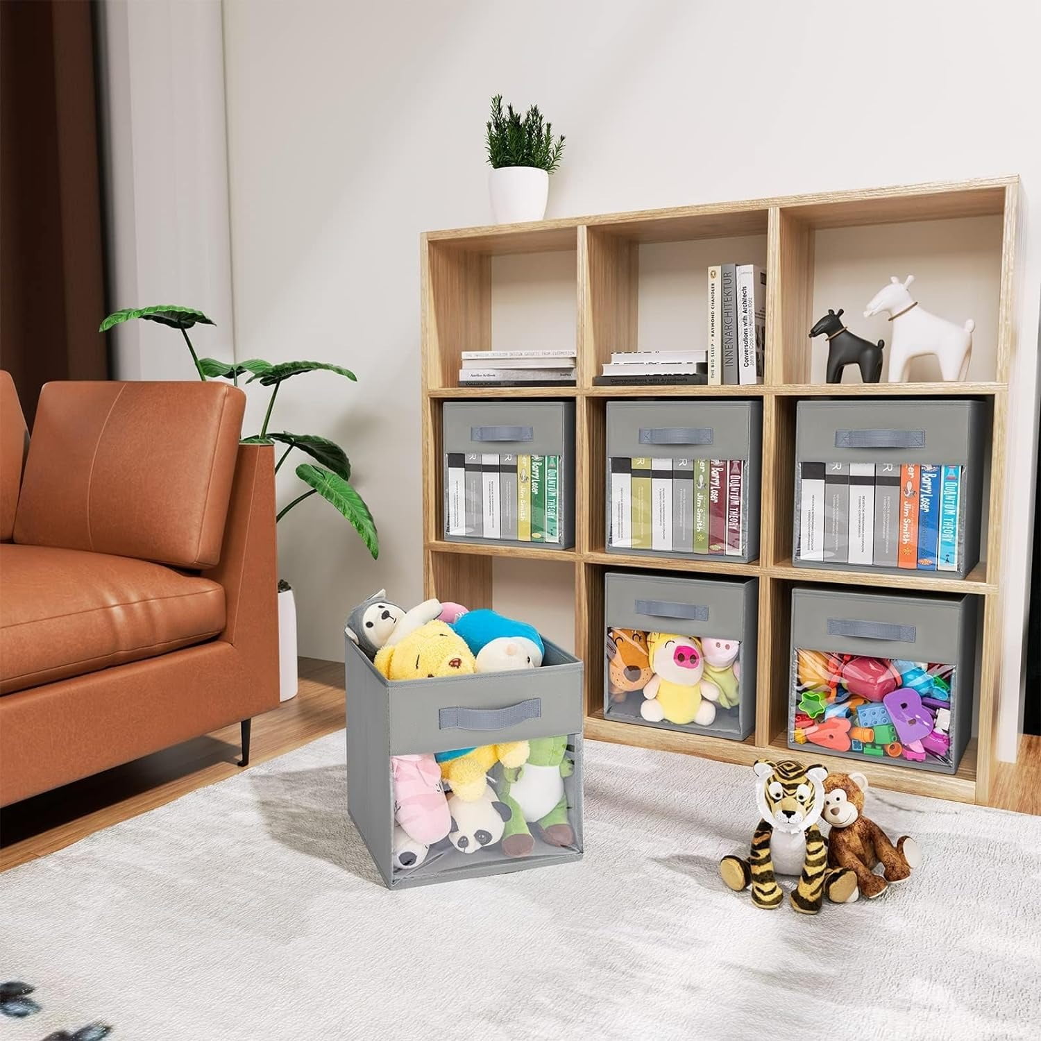 LEFEE 6 Pack Cube Storage Bin, Foldable Storage Cubes with Window ...