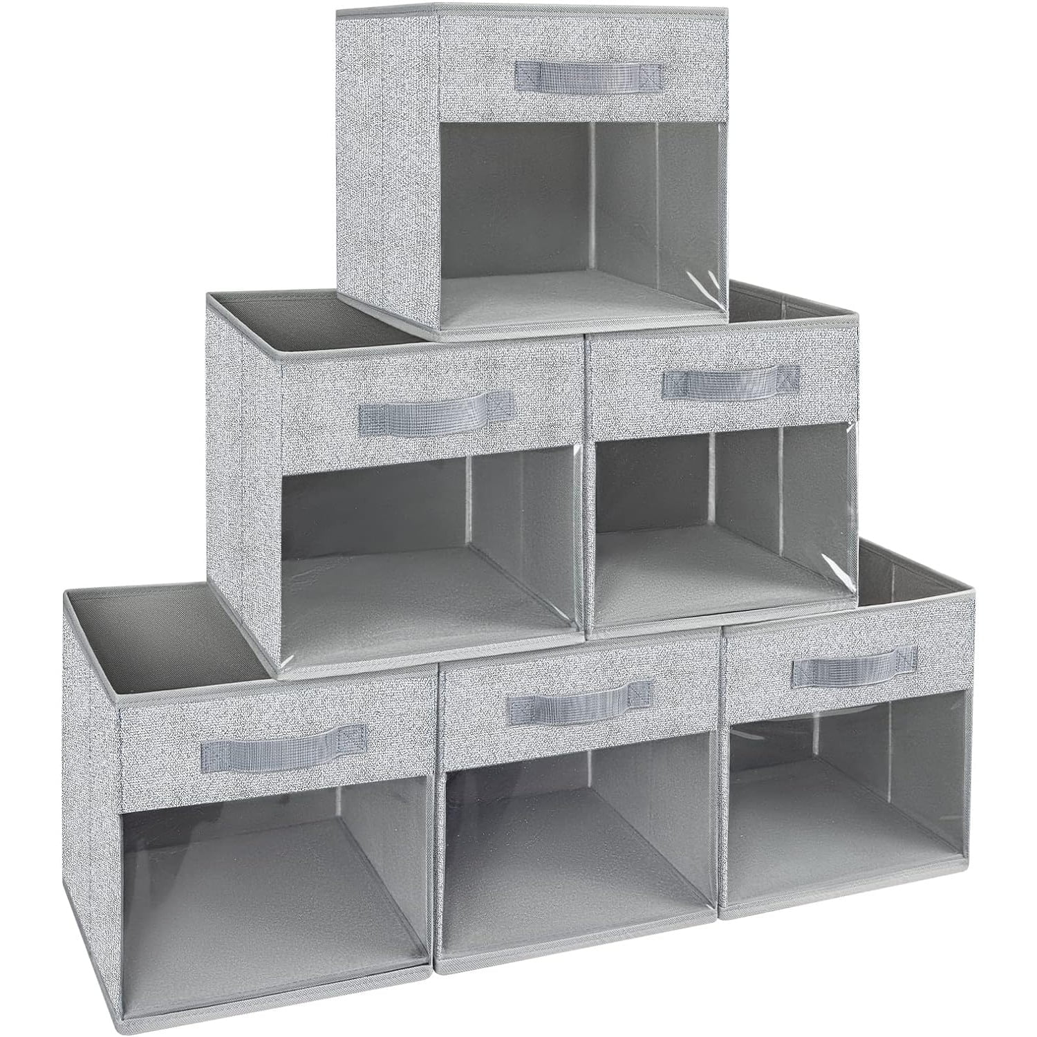 LEFEE 6 Pack Cube Storage Bin, Foldable Storage Cubes with Window ...