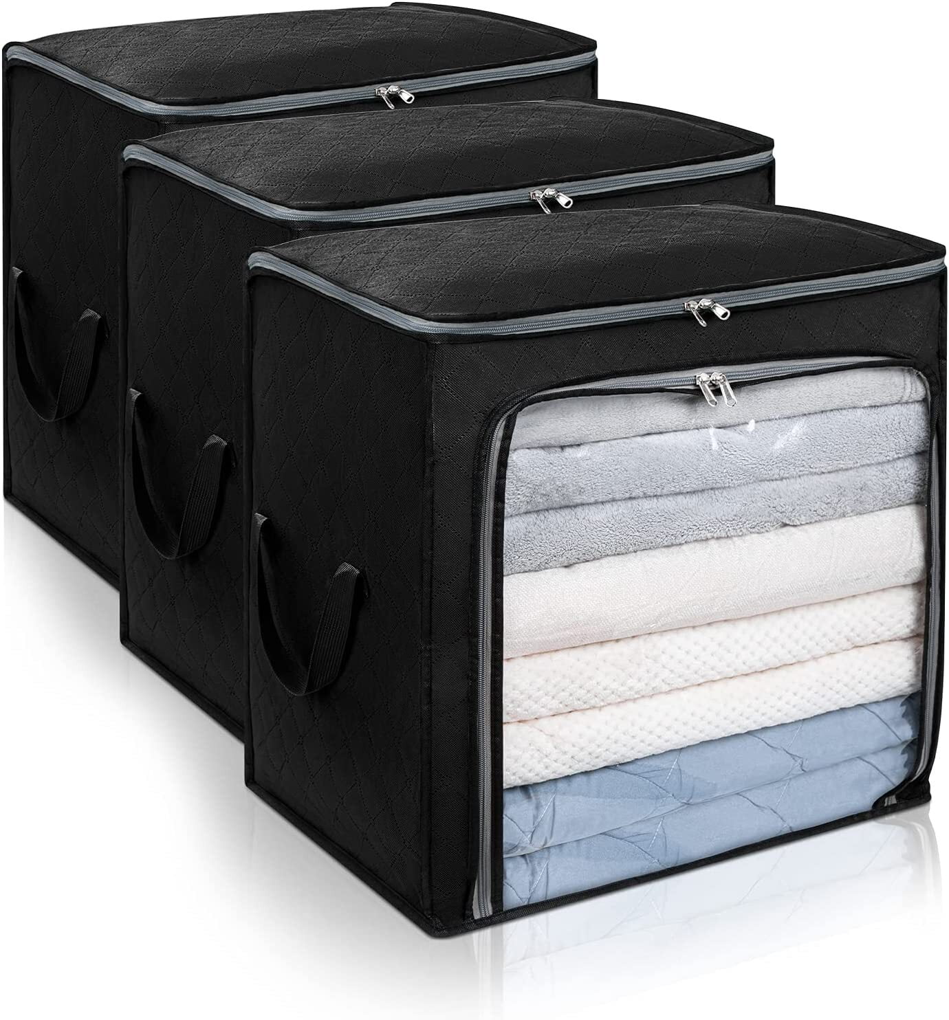 DIMJ Clothes Storage Bins, 3 Packs Foldable Closet Organizers for ...