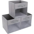 DIMJ 3 Pcs Fabric Cube Storage Bins, Foldable Organizer with Clear ...