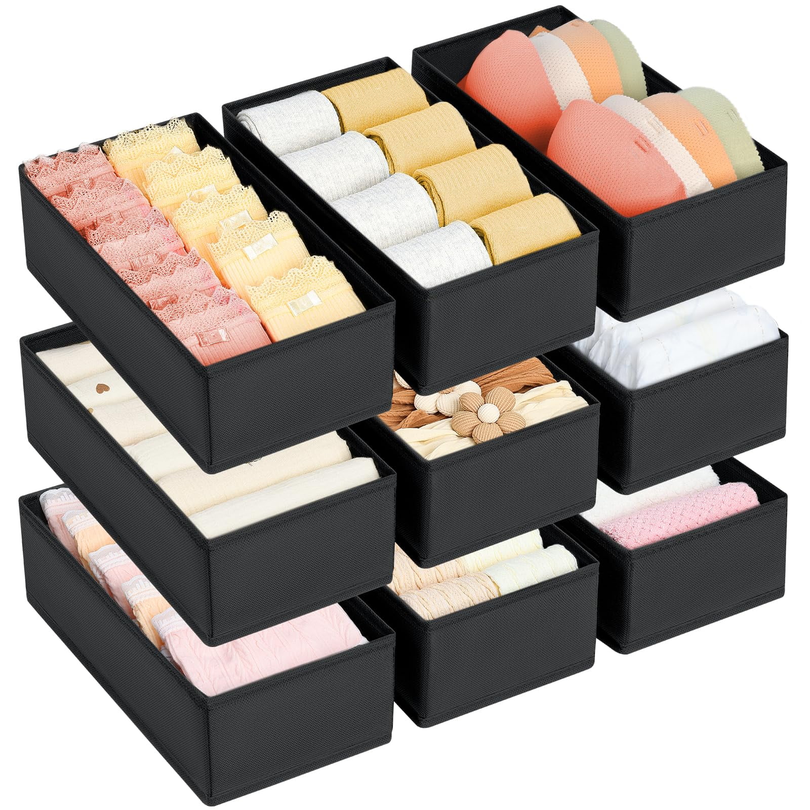 DIMJ Drawer Organizer Clothes - Underwear Organizer Sock Closet Organizers and Storage Box ...