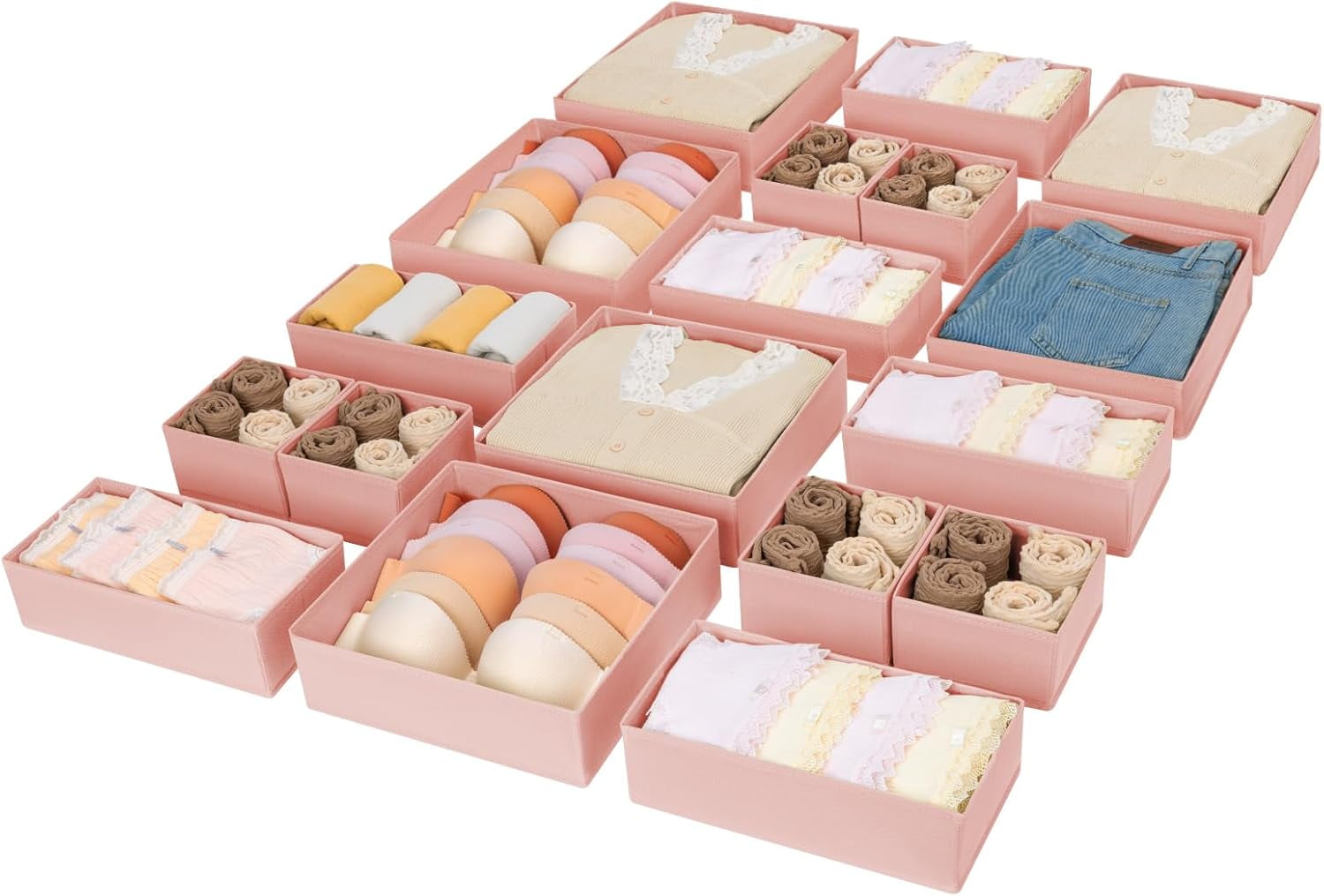 DIMJ Drawer Organizer for Clothing, 18 Pack Fabric Drawer Organizer ...