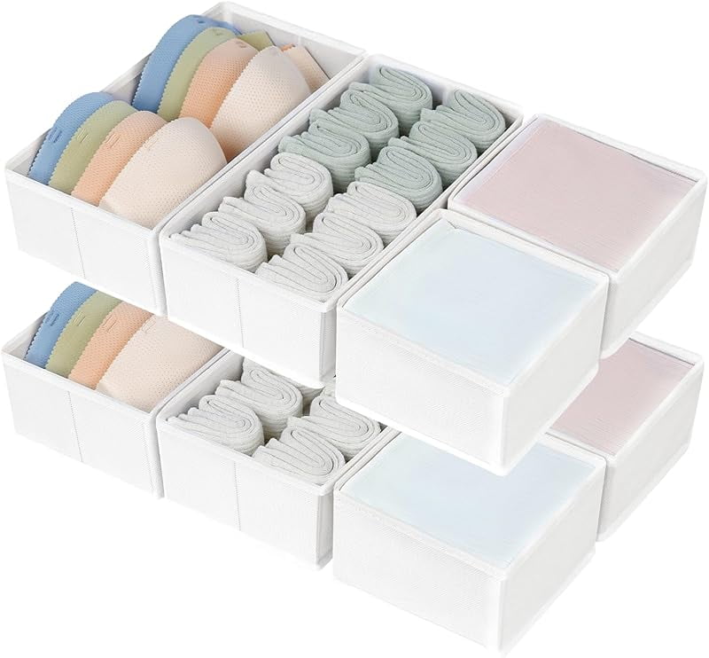 DIMJ Drawer Organizers Clothes, Set of 4 Dresser Organizer Bins, Fabric ...