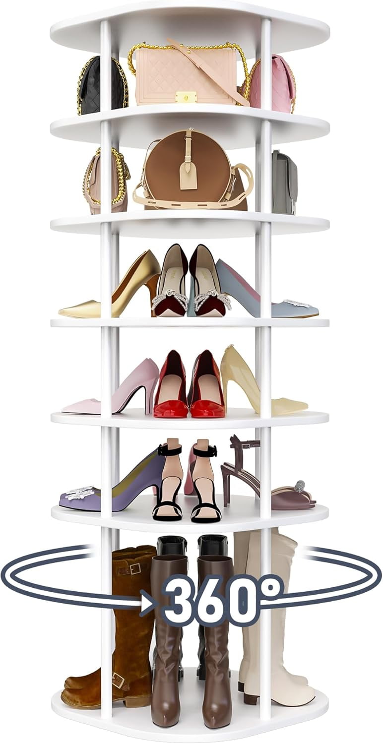 DIMJ Rotating Shoe Rack Tower - 6-Tier Spinning Shoe Rack, Revolving ...