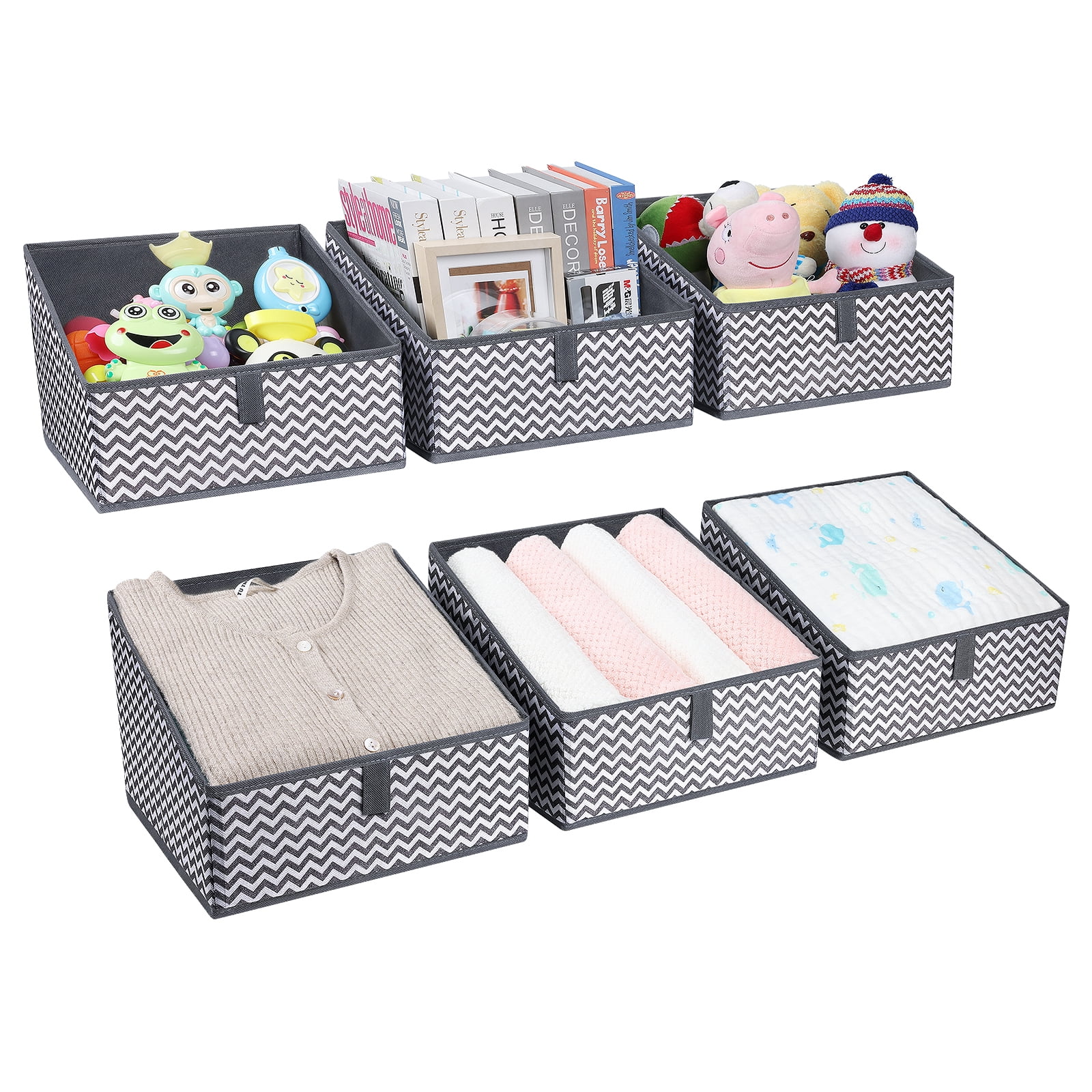 DIMJ Storage Bins, 6 Pcs Trapezoid Closet Storage Baskets for Shelves ...