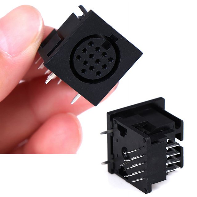 DIN 13 Pin Circular Jack Female Panel Mount PCB Mount Connector Adapter ...