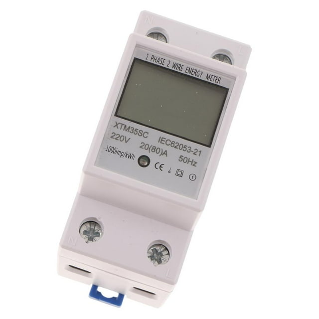 DIN Rail Digital Meter, 20 (80) A 2 50Hz/60Hz LCD Display Single Phase ...
