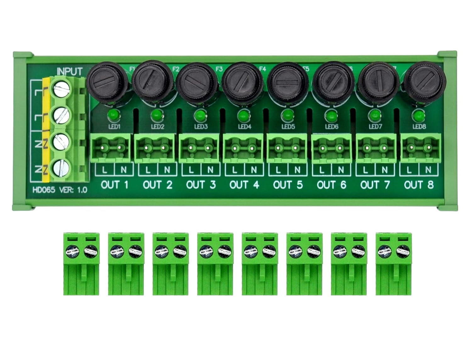 DIN Rail Mount AC 24-250V 8 Channel Pluggable Top Wiring Terminal Block ...