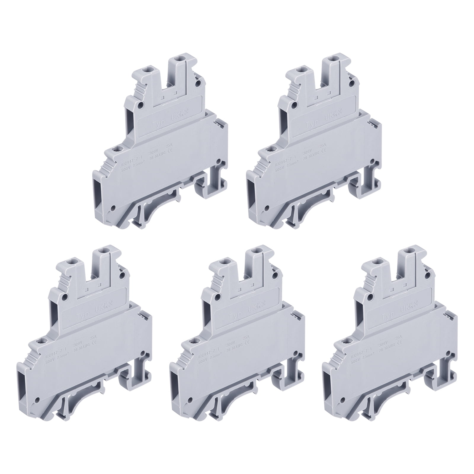 DIN Rail Mount Double-level Terminal Blocks Screw Type Grey UKK3 Pack ...