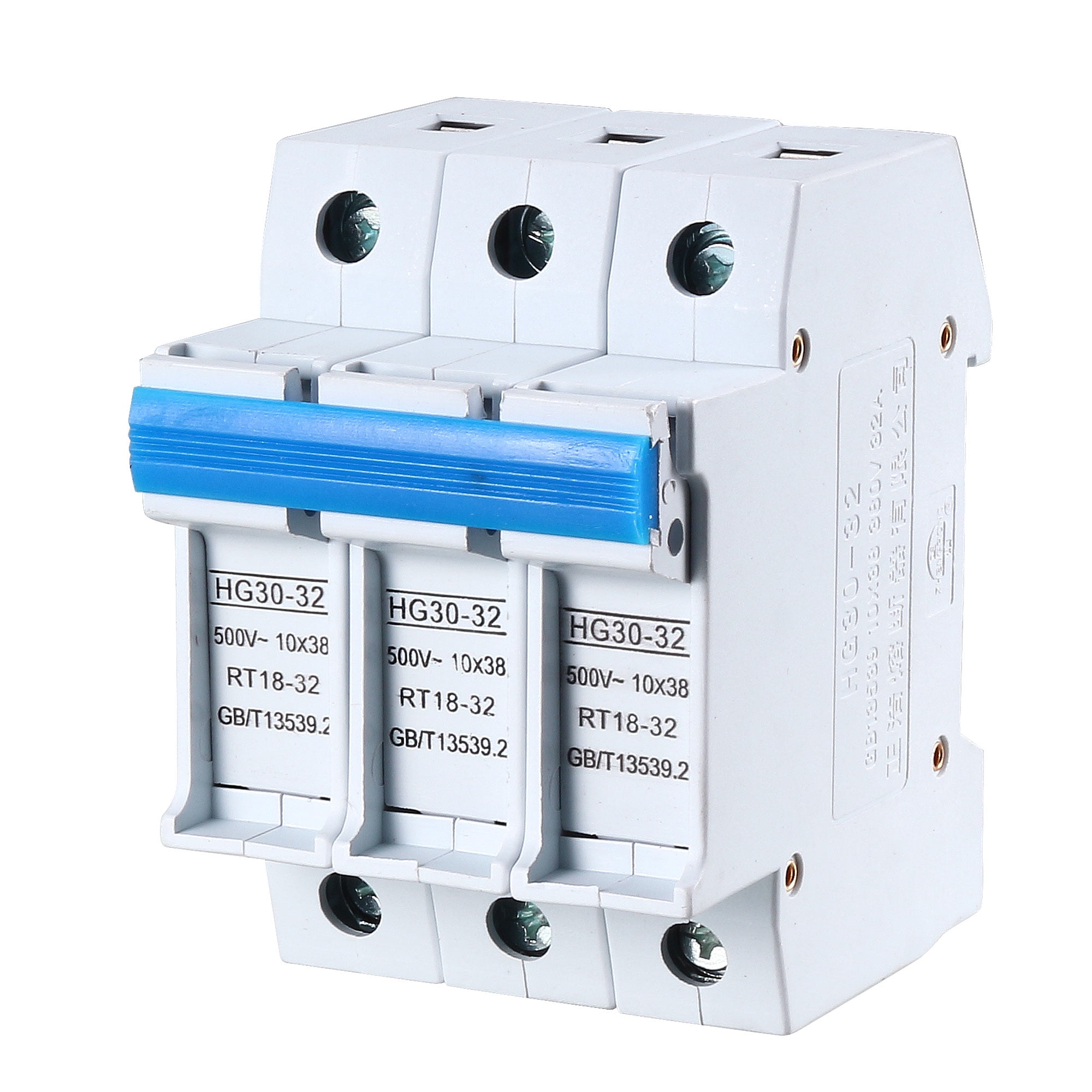 DIN Rail Mount Fuse Holder 3 Pole HG30-32 for RT14 RT18 Fuse - Walmart.com