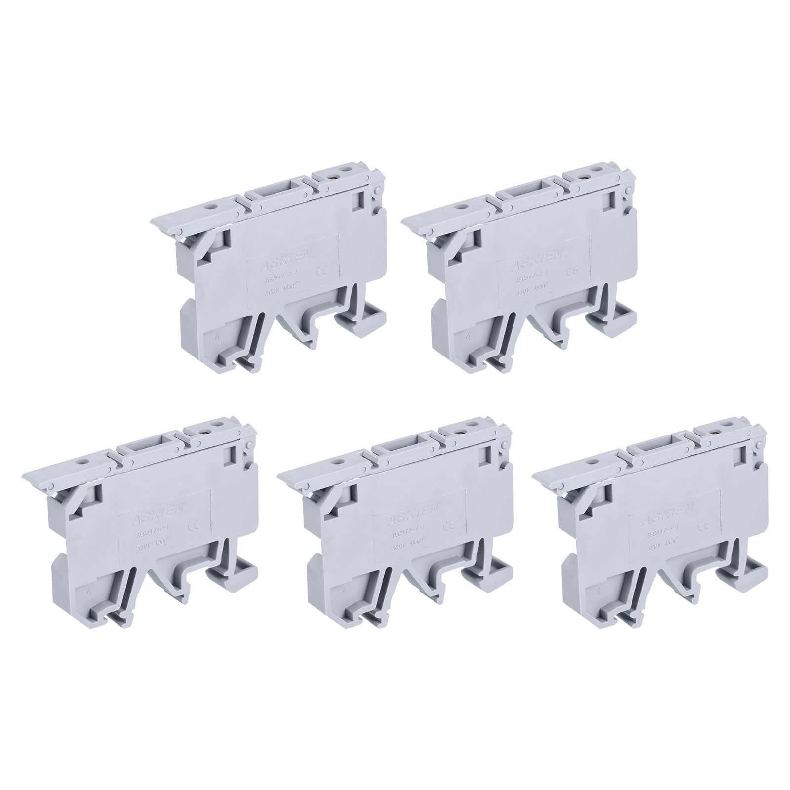 DIN Rail Mount Fuse Holder Terminal Blocks Grey ASK1/EN LD 24V Pack of ...