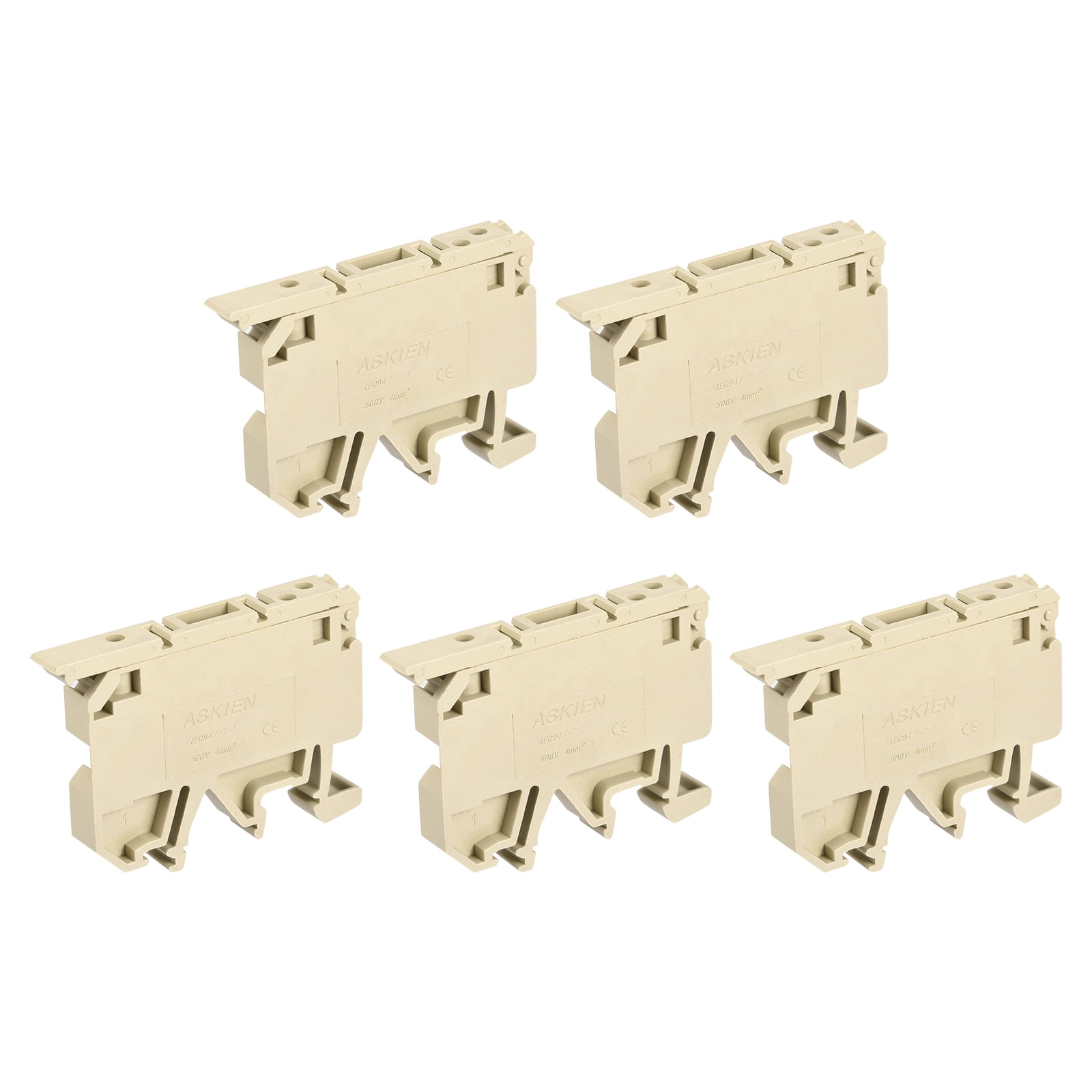 DIN Rail Mount Fuse Holder Terminal Blocks Screw Type Yellow ASK1/EN ...