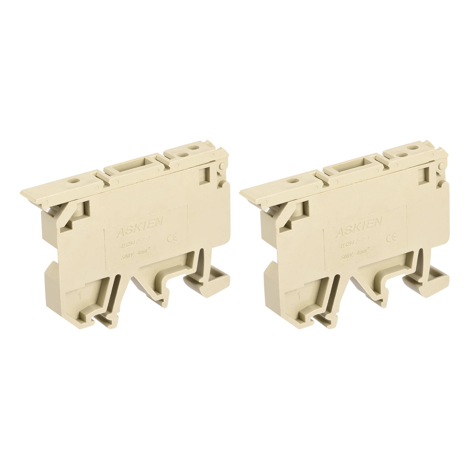 DIN Rail Mount Fuse Holder Terminal Blocks Screw Type Yellow ASK1/EN ...