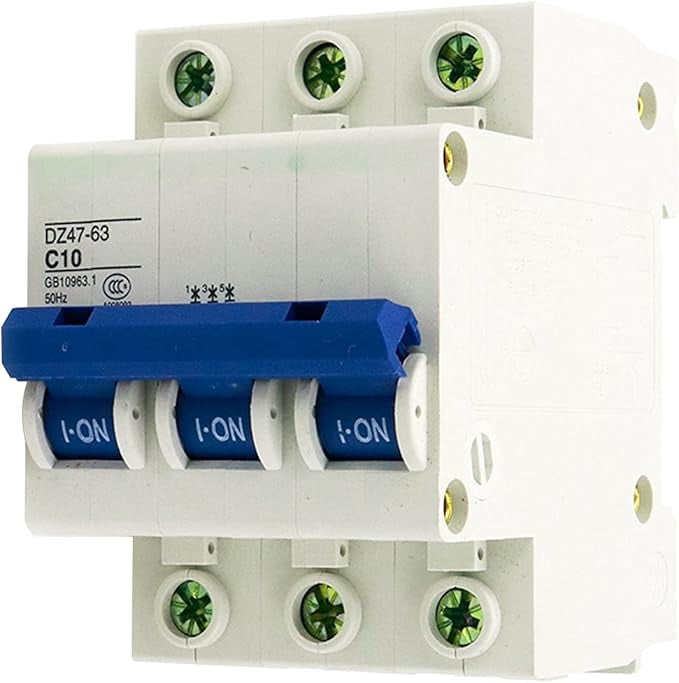 DIN Rail Mounted Circuit Breaker 10A Breaking Capacity 3 Pole DZ47-63 C10 - Walmart.com