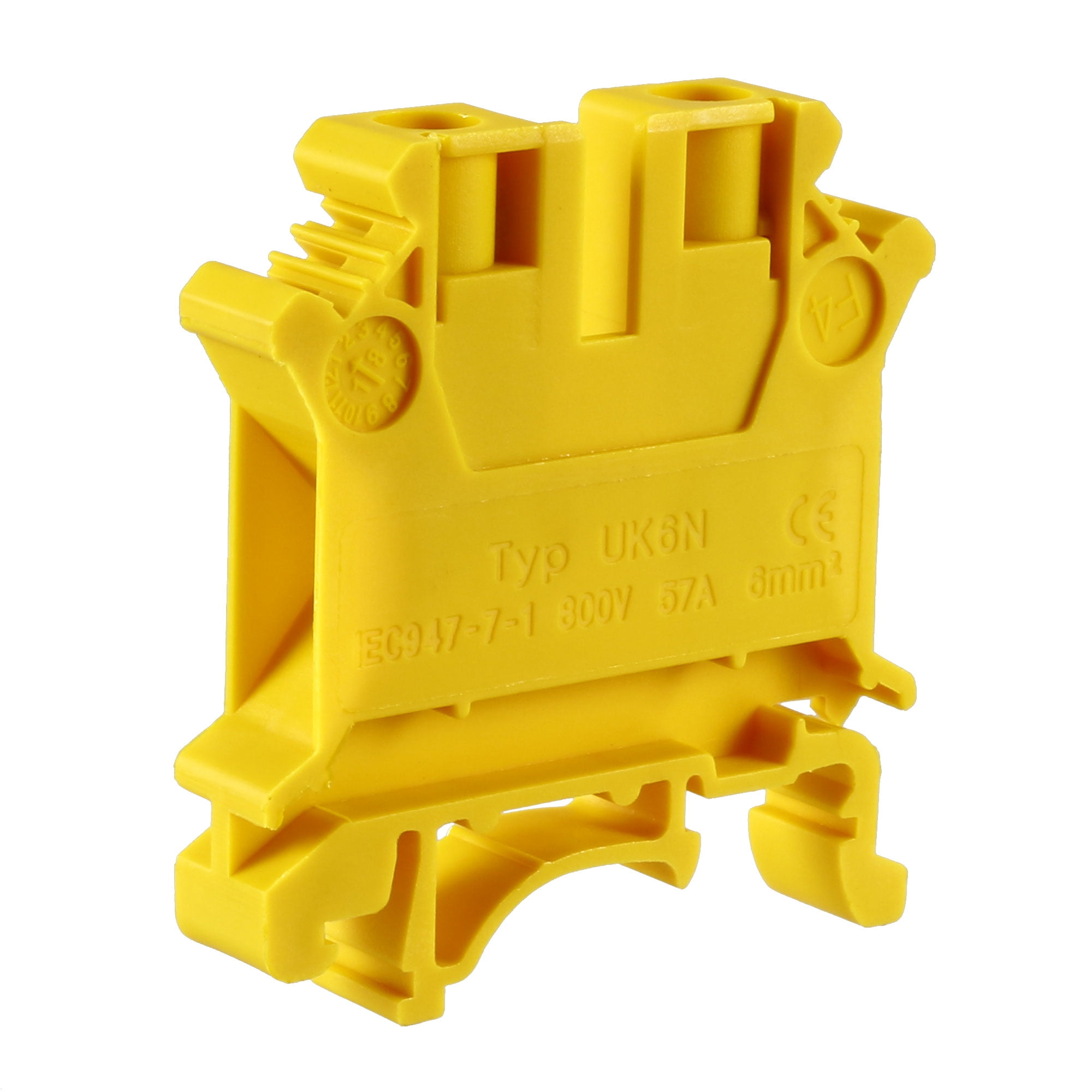 DIN Rail Terminal Block UK6N 800V 57A Screw Clamp Connector 6mm2 Yellow ...