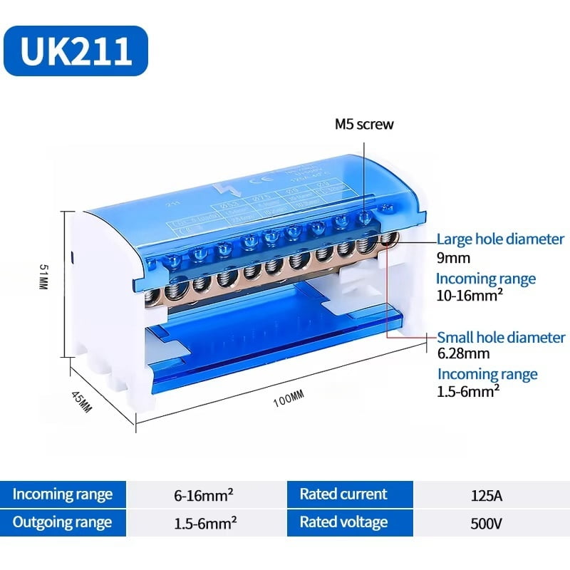 DIN Rail Terminal Blocks -207/211/215/407/411/415 Modular Distribution Frame Screw Universal ...