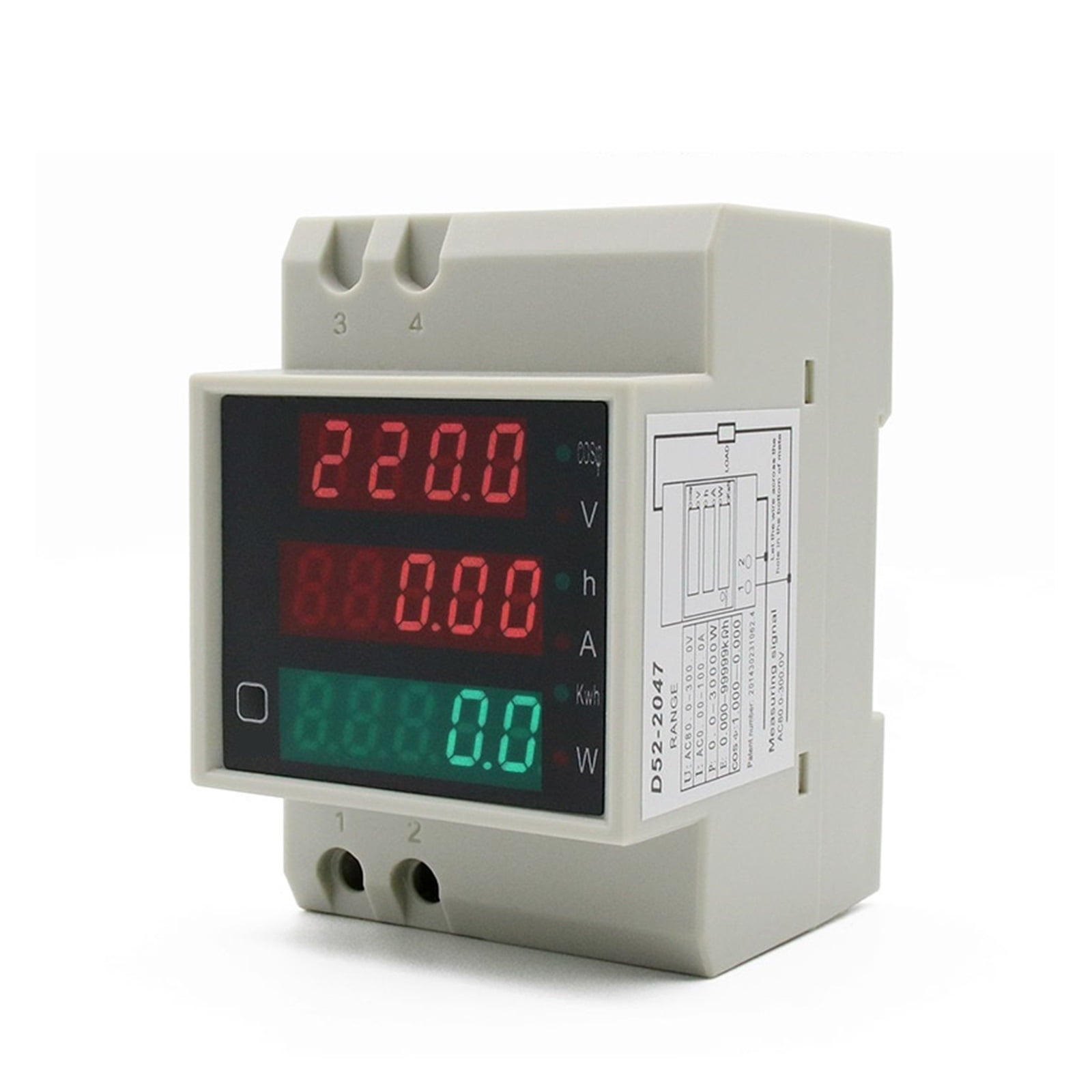 DIN-rail Multi-function LED Digital Meter Active Power Factor Electric ...