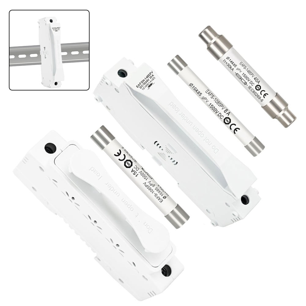 DIN rail solar photovoltaic DC fuse holder with light DC 1500V 10x65 ...