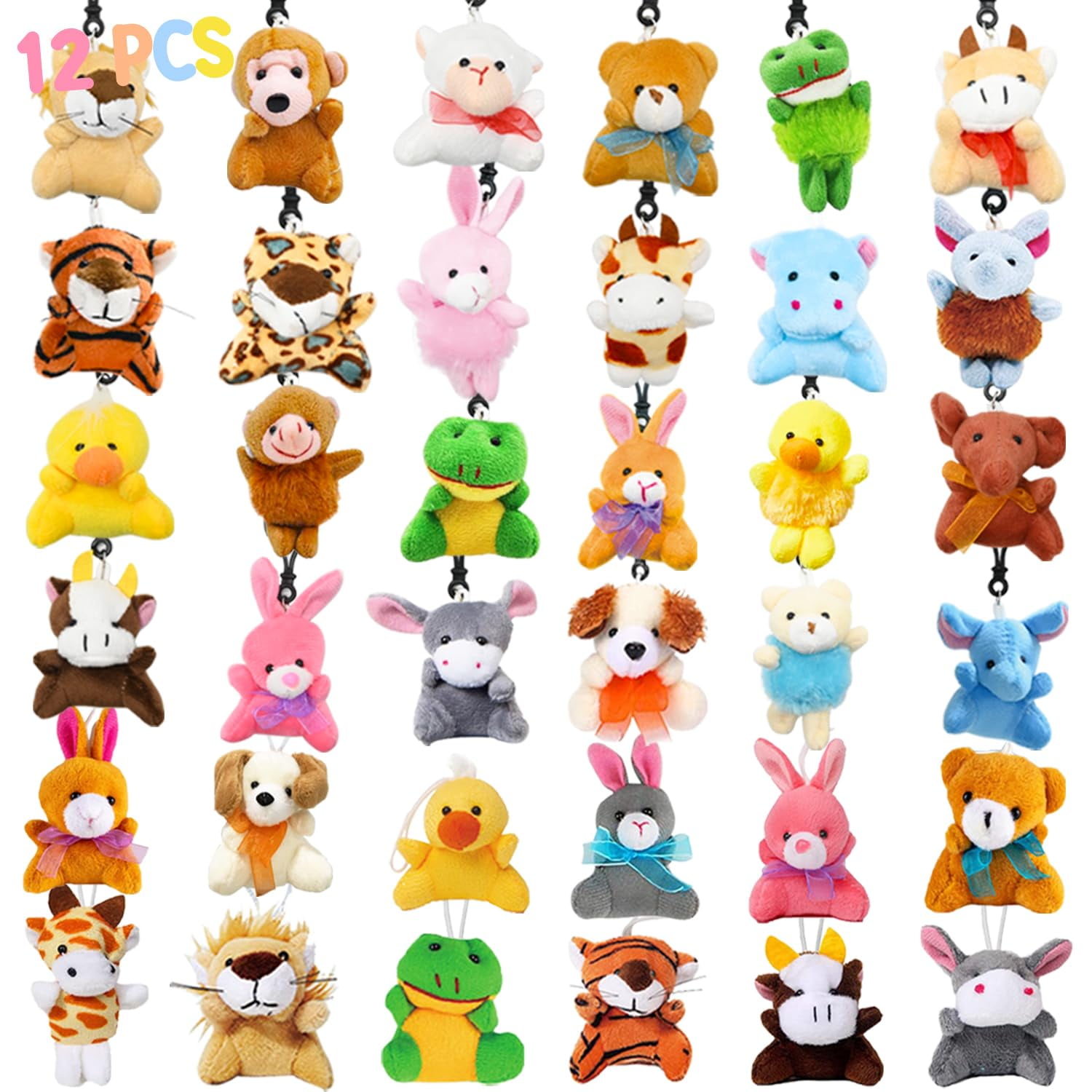 DINESIL 12 PCSITSC Random Mini Plush Animal Toys, Bulk Stuffed Animals ...