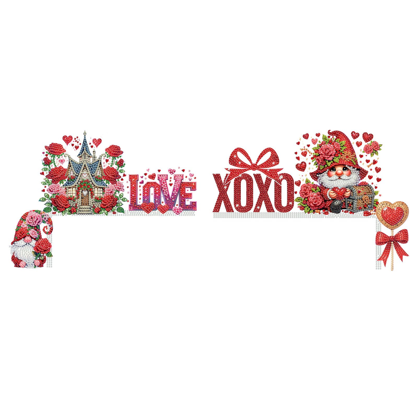 DINGERING 2PCS DIY Diamond Wall Stickers Diamond Art Painting Valentine ...