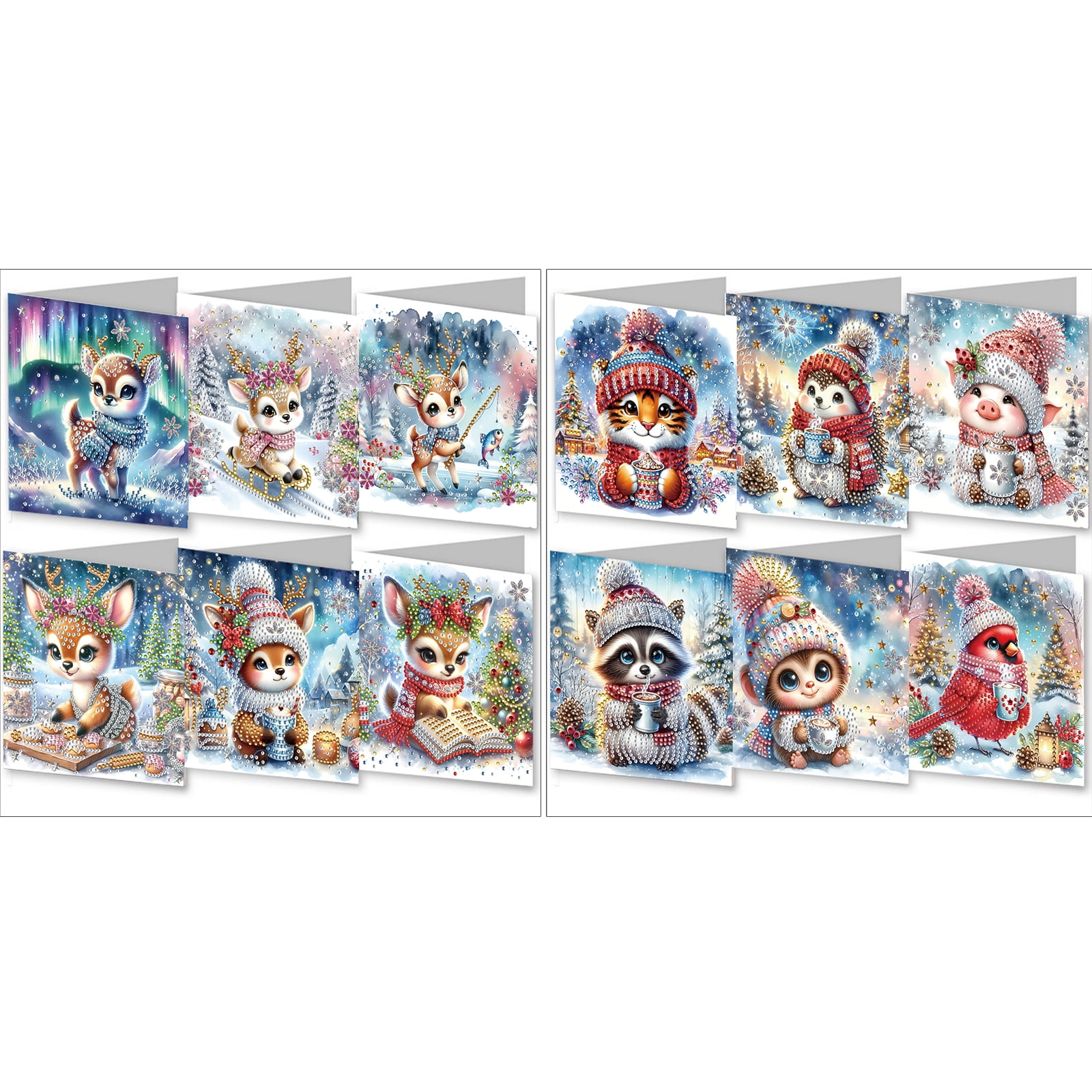 DINGERING 2PS DIY Greeting Card Diamond Art Painting Christmas Animal ...