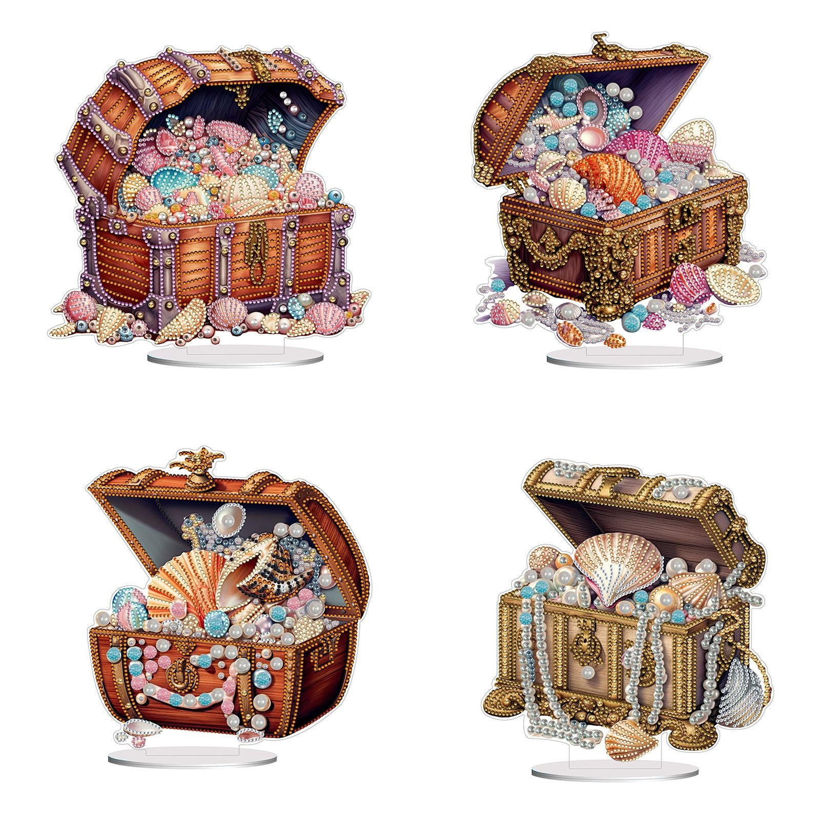 DINGERING 4PS DIY Dotted Diamond Art Paintings Undersea Pearl Shell ...