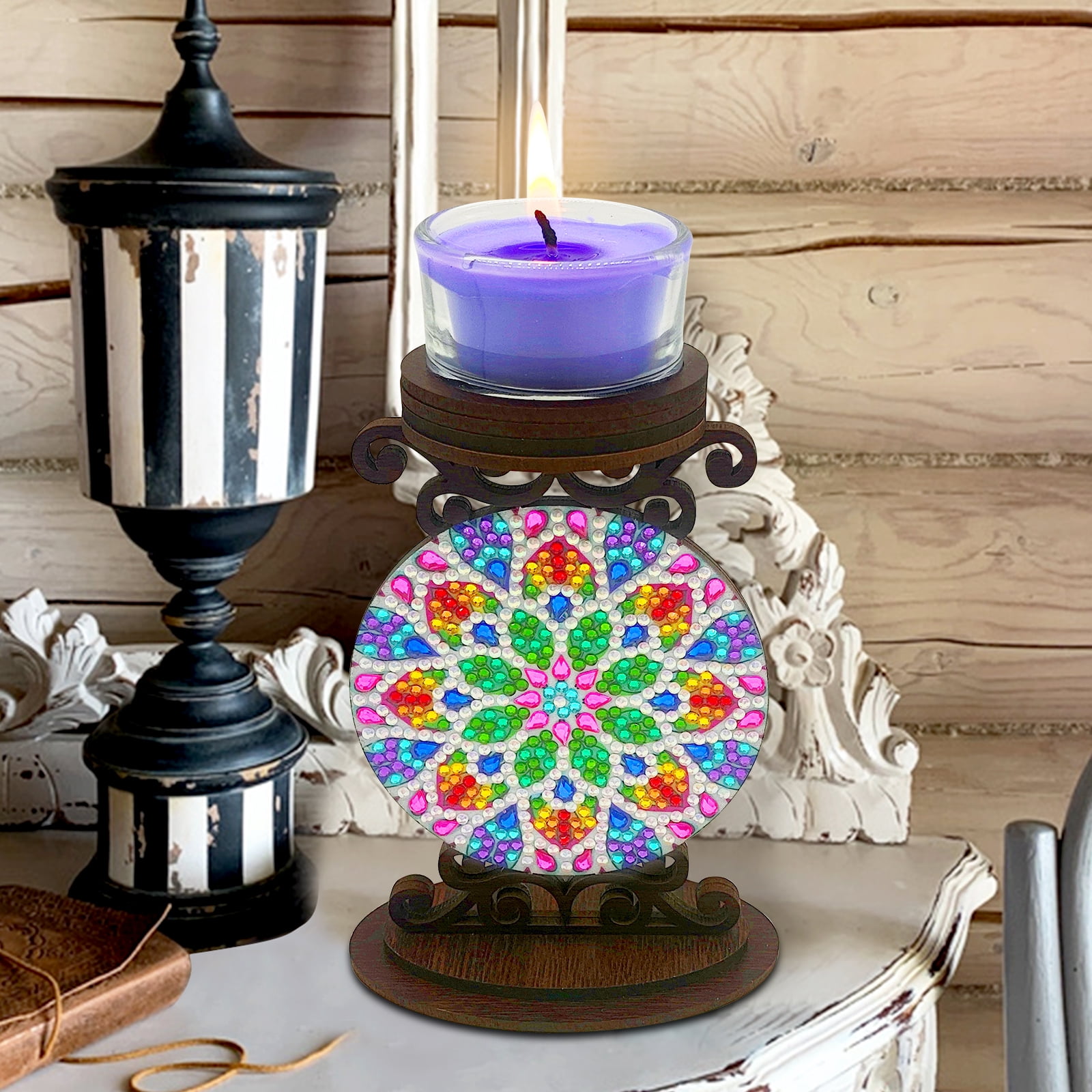 DINGERING DIY Diamond Candlestick Diamond Art Painting Creative Design ...