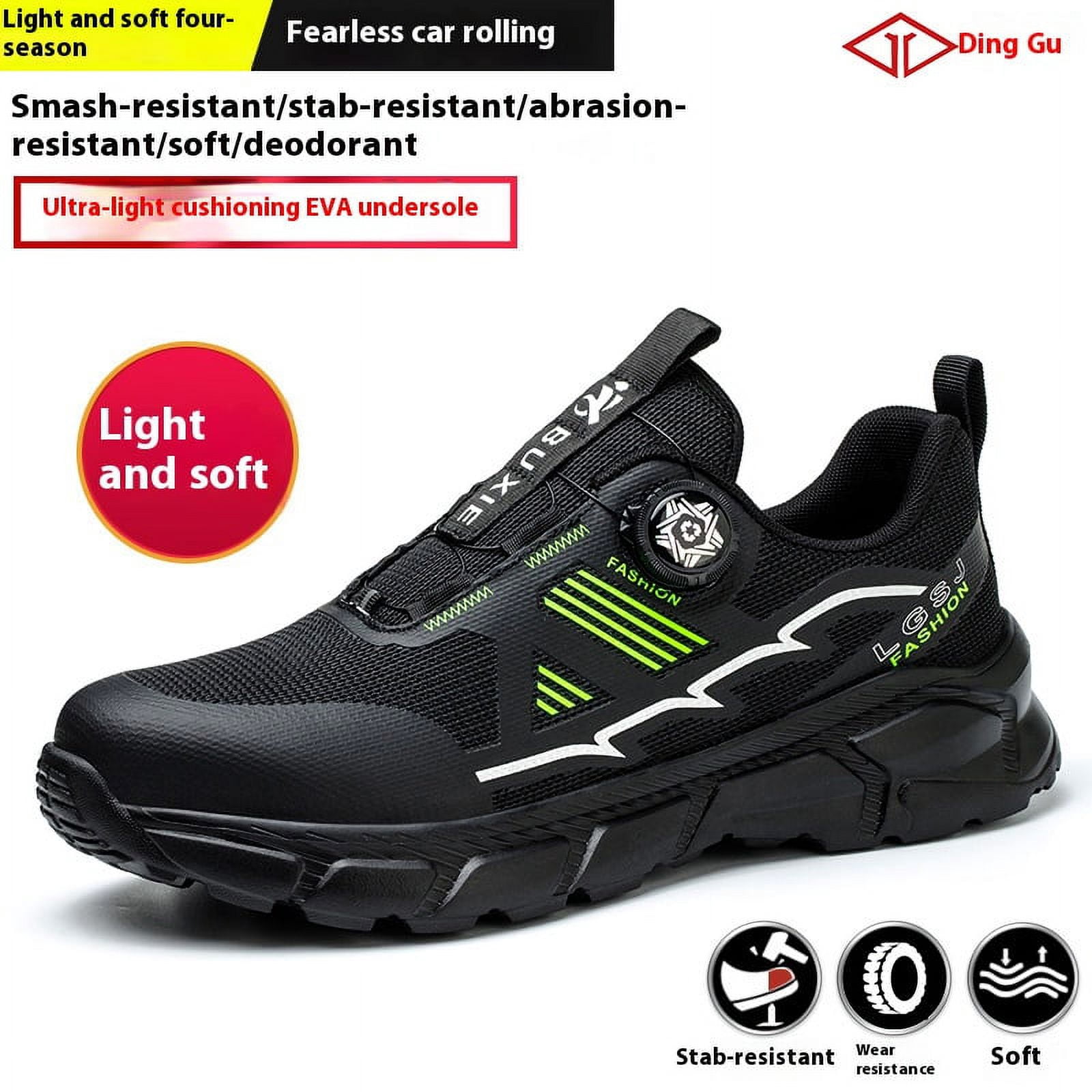 DINGGU All-Season Puncture & Impact Resistant Steel-Toe Work Shoes ...