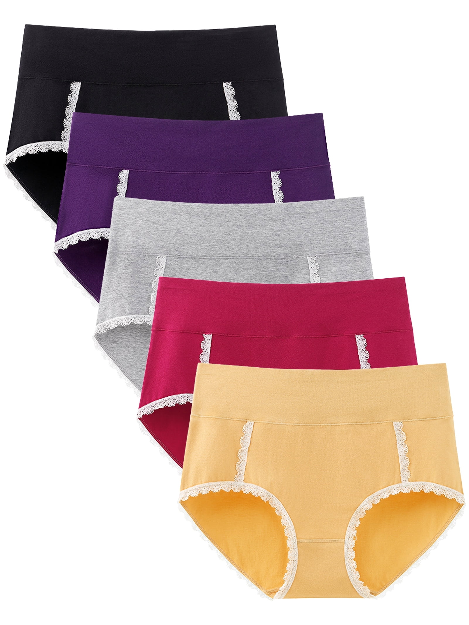 DINGLU Cotton High Waisted Womens Underwear Soft Full Coverage Ladies ...