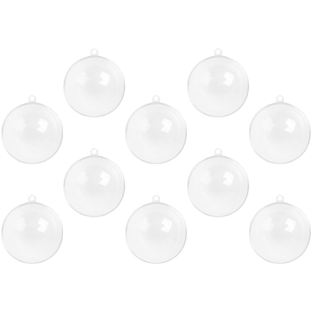 DINHEAROM 10Pcs Clear Plastic Fillable Baubles Round Shaped Hanging ...