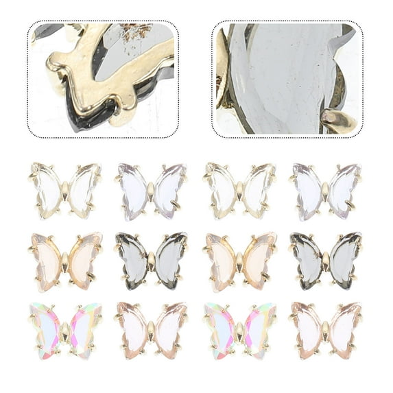 DINHEAROM 18Pcs Trendy Nail Charms for Jewelry Making Copper Butterfly ...