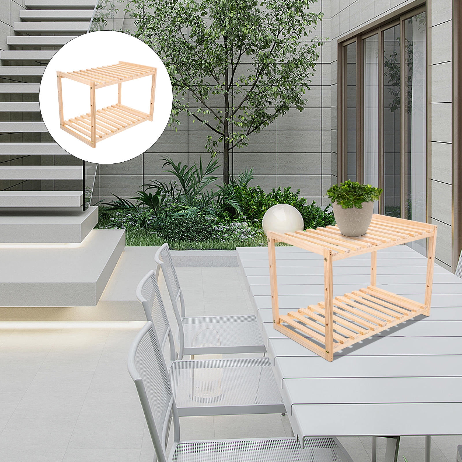 DINHEAROM 1Pcs Desktop Plant Stand Beige Rectangular Minimalist Storage ...