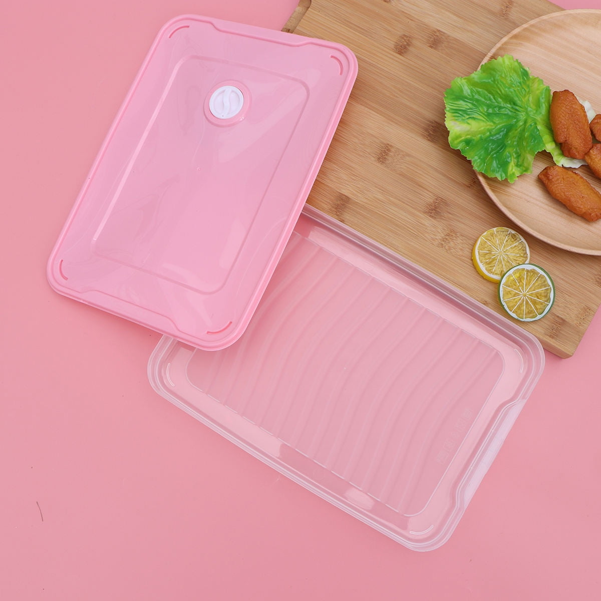 DINHEAROM 1Set Freezer Containers Pink Rectangular Plastic Sealed Food ...