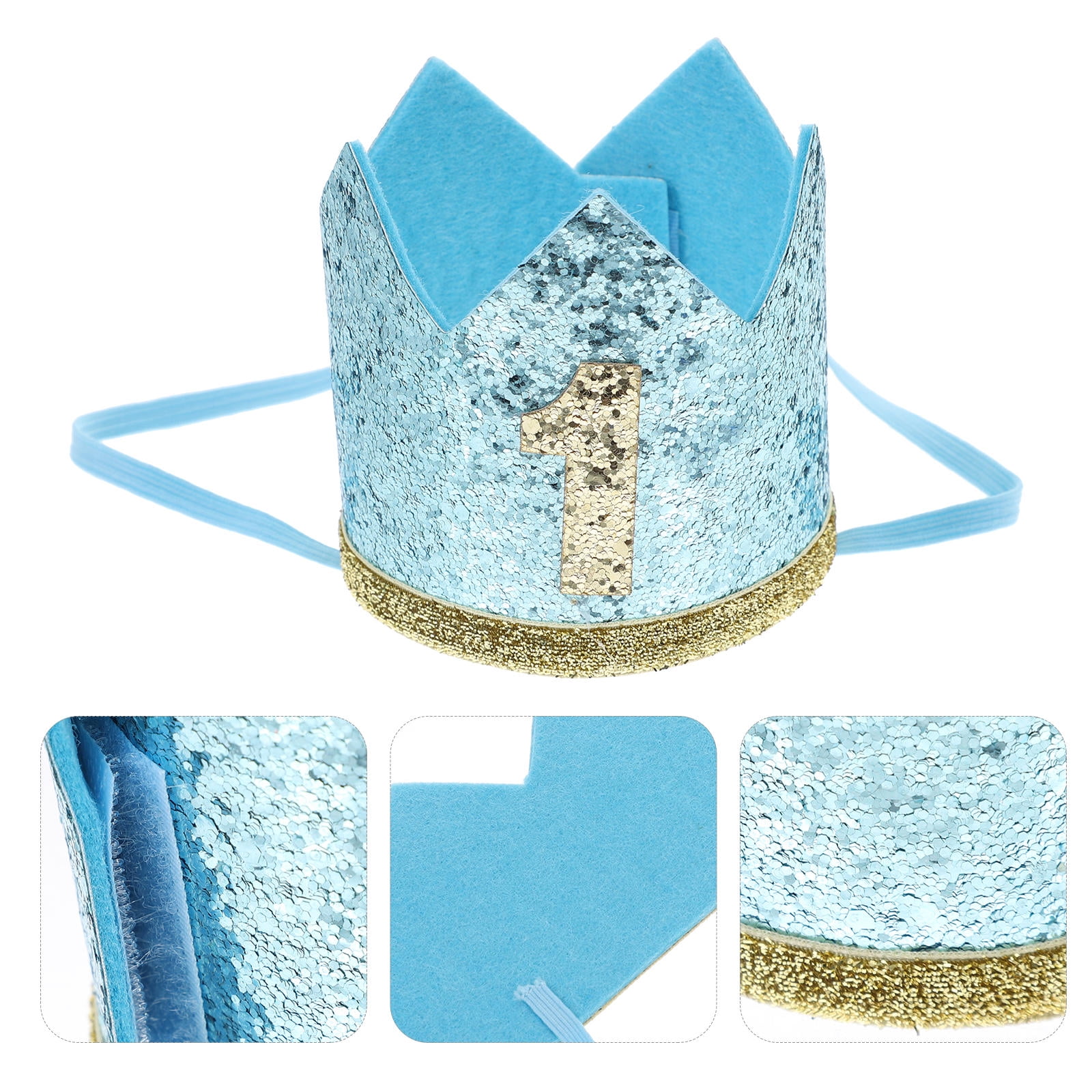 DINHEAROM 2Pcs Sky-Blue Pink Felt Birthday Hat Crown for Baby Kids ...