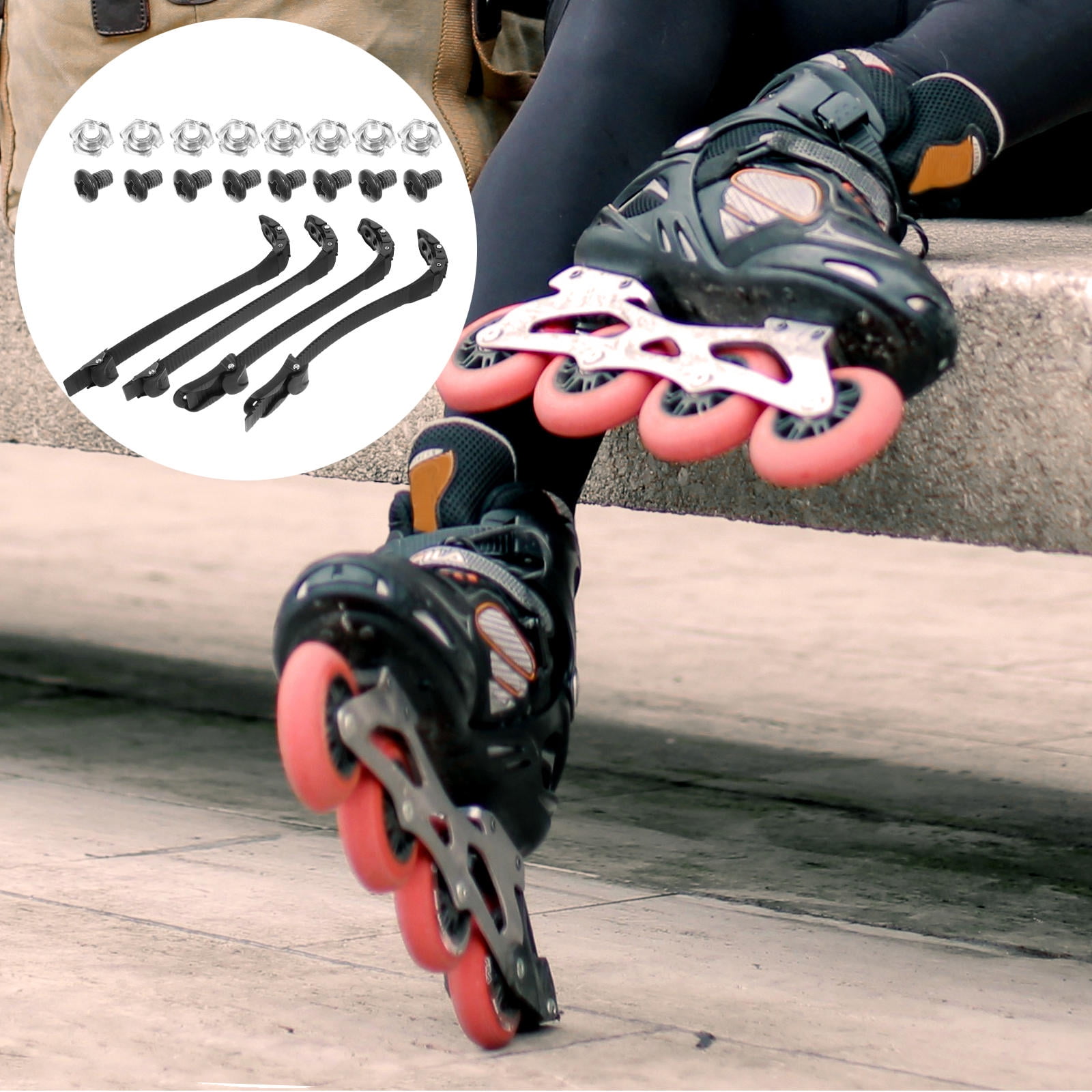 DINHEAROM 4Pcs Length Adjustable PVC Roller Skate Shoes Buckle Strap ...